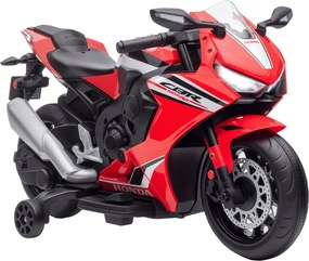 HOMCOM Elektrická motorka s licencií Honda pro děti 3-5 let, akumulátorový motocykl 6V s předním světlem, houkačkou, muzikou a odnímatelnými stabiliza