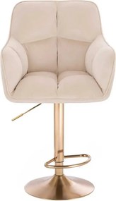 LuxuryForm DESIGN Barová židle AMALFI VELUR na zlaté kulaté podstavě - krémová