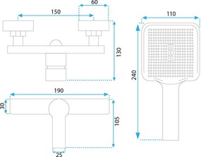 Rea Argus, sprchová baterie s ruční bodovou sprchovou soupravou, černá matná, REA-B6406