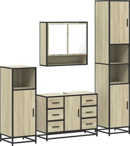 4dílný set koupelnového nábytku dub sonoma kompozitní dřevo 3301231