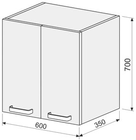 Intedoor Závěsná skříňka nad pračku, 2× dvířka,   bílá lesk  SONATA HZ 60   IN-200-HZ-60 SONATA HZ 60