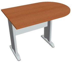 Stůl jednací oblouk 120 cm - Hobis Cross CP 1200 1 Dekor stolové desky: třešeň, Dekor lamino podnože: šedá, Barva nohou: Stříbrná