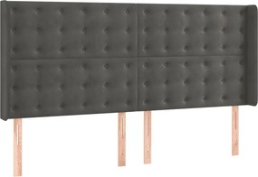 Box spring postel s matrací a LED tmavě šedá 180x200 cm samet 3139818