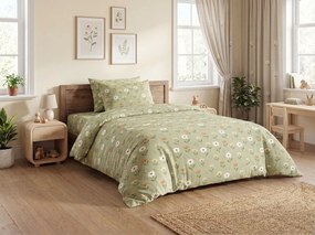 Povlečení z Renforcé bavlny FLORAL NEST zelené Rozměr povlečení: 70 x 90 cm | 140 x 200 cm