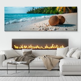 Obraz na plátně - Tam kde kokosy padají z palmy FeelHappy.cz Velikost obrazu: 180 x 60 cm