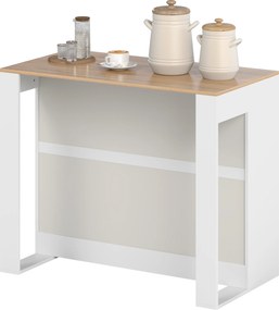 HOMCOM barový stůl, 3úrovňový vysoký stůl se 2 otevřenými přihrádkami, deska v designu přírodního dřeva 113 x 60 x 90 cm bílá