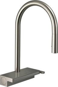 Hansgrohe M81, dřezová baterie Aquno Select s výsuvnou sprškou a plochým sprchovým proudem, sBox, vzhled nerezavějící oceli 73831800