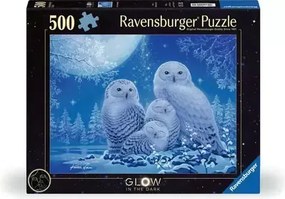 RAVENSBURGER Svítící puzzle Sovy za úsvitu měsíce / 500 dílků / 49 × 3