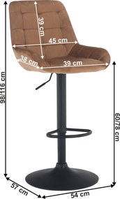 Barová židle, hnědá Velvet látka CHIRO NEW