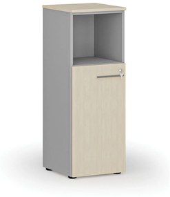 Kombinovaná kancelářská skříň PRIMO GRAY, 1087 x 400 x 420 mm, šedá/wenge