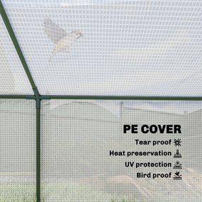 Outsunny fóliový skleník s PE sítí — mrazuvzdorný mini skleník pro balkon a zahradu, skleník na rajčata, 180 × 90 × 70 cm, bílý