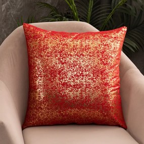 Luxusní povlak na polštář se zlatým potiskem (45x45 cm) Barva: Červená