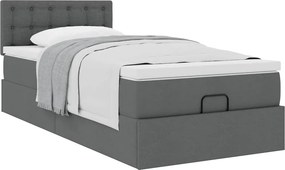 Osmanský rám postele s matrací tmavě šedá 100x200cm textil 3311602