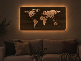 Li-Go "Mapa světa" světelný obraz s baterií a pohybovým čidlem 120x60 cm provedení povrchu: jedle