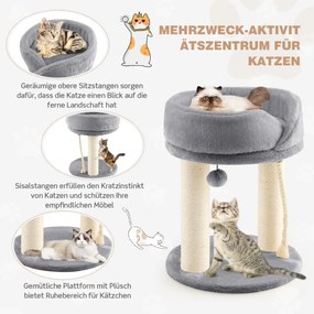 Costway Cat Tree Cat škrabadlo s měkkým sedákem sisalová věž pro kočky šedé