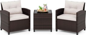 Costway 3-dílný. Polyratanový salonek Gartenmöbel Rattan Sitzgruppe mit