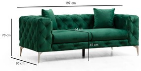 Designová sedačka Rococo 197 cm zelená