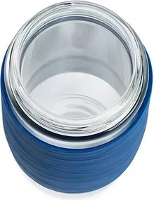 Emsa Tea Mug modrá / Termohrnek na čaj / 420 ml / dvoustěnné sklo