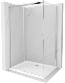 Mexen Omega rozsouvací sprchový kout 110 x 80 cm, Průhledné, Chromovaná + sprchová vanička Flat - 825-110-080-01-00-4010