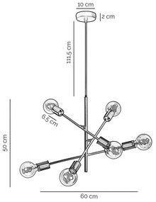 ONLI - Lustr na lanku CROSS 6xE27/22W/230V