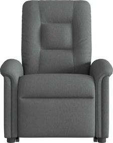 Zvedací masážní polohovací křeslo tmavě šedé textil 3303265