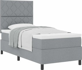 Postel s boxspringem s čelo Světle šedá 90 x 190 cm textil 3339427