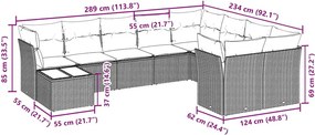 10dílná zahradní sedací souprava podušky světle šedá polyratan 3250031