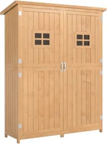 Outsunny Zahradní Domek Dřevěný Zahradní Skříň Venkovní Úložný Box Malý Zahradní Domek s Policemi Voděodolná Střecha Dvoukřídlé Dveře Úložný Prostor …