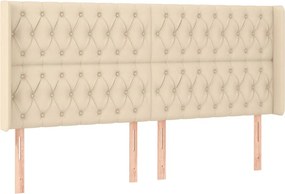 Box spring postel s matrací a LED krémová 180x200 cm textil 3138578