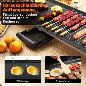 Costway Teppanyaki gril 1800 W elektrický grilovací talíř nepřilnavý stolní gril