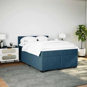 Box spring postel s matrací tmavě modrá 140x200 cm samet 3286334