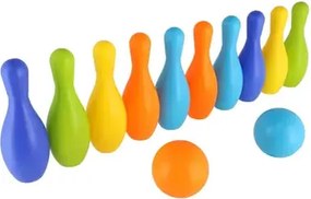 TEDDIES Kuželky s míčky / Bowling sada / 10 kuželek + 2 míčky / Plast