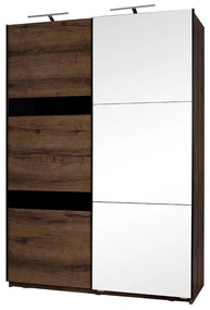 Šatní skřín Drake SZ150 + zrcadlo, dub monatery/černý lesk
