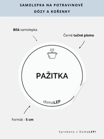 Samolepka na kořenky PAŽITKA bílá 5 cm tučné písmo
