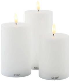 Sirius, Sada LED svíček Sille 3ks, ø7,5x10/12,5/15 cm | bílá