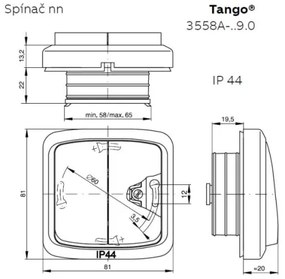 ABB Tango tlačítko č.1/0So IP44 kouřová šedá 3558A-80920 S2 s popisovým polem