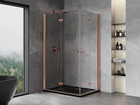 Mexen Mist-F Duo, skládací sprchový kout 100 x 70 cm, průhledný, broušená měď - 8A6-100L-070P-65-00