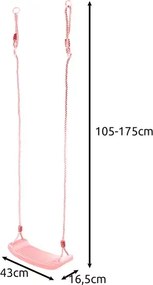 Dětská závěsná houpačka na lanech – plastová – růžová