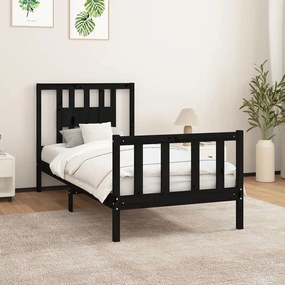vidaXL Rám postele s čelem masivní borovice 100 x 200 cm [3188158] Barva: Černá