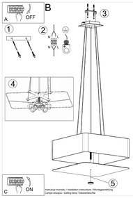 Závěsné svítidlo Lokko, 1x černé textilní stínítko, (bílé sklo), (45 cm)