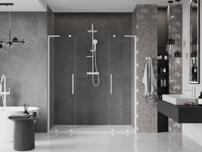 Mexen Velar L Duo, posuvné sprchové dveře do otvoru 170 cm, 8mm čiré sklo, bílá matná, 871-170-003-02-20