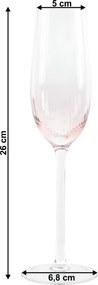 Sklenice na šampaňské, set 6 ks, 280 ml, růžová, CELESTE TYP 1