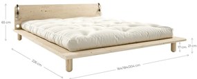 Dvoulůžková postel z masivního dřeva s lampami Karup Design Peek, 160 x 200 cm