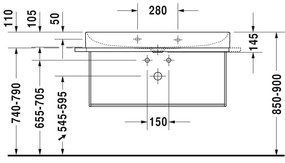 Duravit DuraSquare- Umyvadlo, 100x47 cm, bílá 2353100041