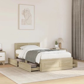 Rám postele s čelem dub sonoma 100 x 200 cm kompozitní dřevo 3295578