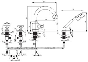 Deante Temisto, 4-otvorová vanová baterie, retro zlatá, BQT_M14D