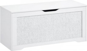 HOMCOM úložný box 108L Úložná lavička s ratanovým panelem, skládací víko, podpěrná ramena pro chodbu 80x40x45cm Bílá