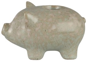 IB LAURSEN Svícen Pig Natural Dappled, béžová barva, šedá barva, keramika