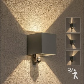BRILAGI - LED Venkovní nástěnné svítidlo se senzorem CUBE LED/6W/230V šedá IP65