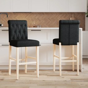vidaXL Barové židle 2 ks masivní kaučukové dřevo a textil [4006219] Barva: Černá